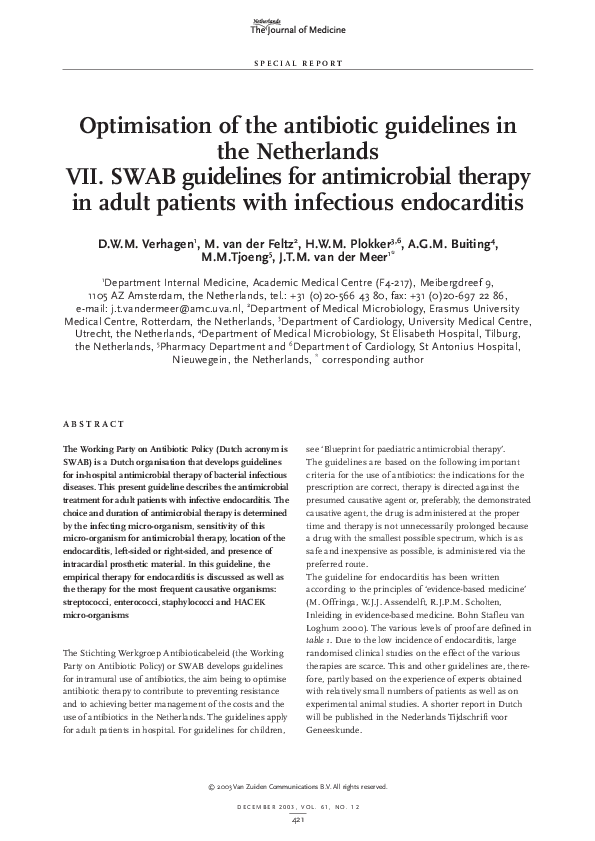 (PDF) Optimisation of the antibiotic guidelines in The Netherlands. VII ...