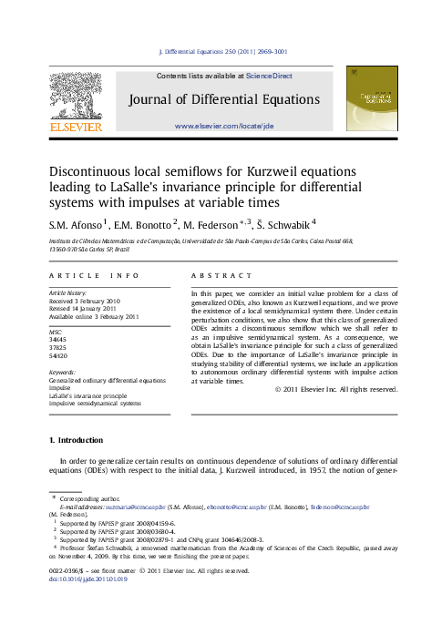 (PDF) Discontinuous local semiflows for Kurzweil equations leading to LaSalle's invariance ...