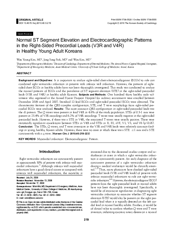 (PDF) Normal ST Segment Elevation and Electrocardiographic Patterns in ...