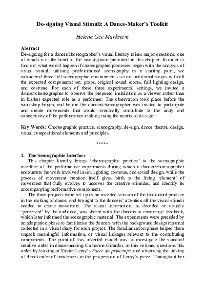 (PDF) De-signing Visual Stimuli: A Dance-Maker's Toolkit