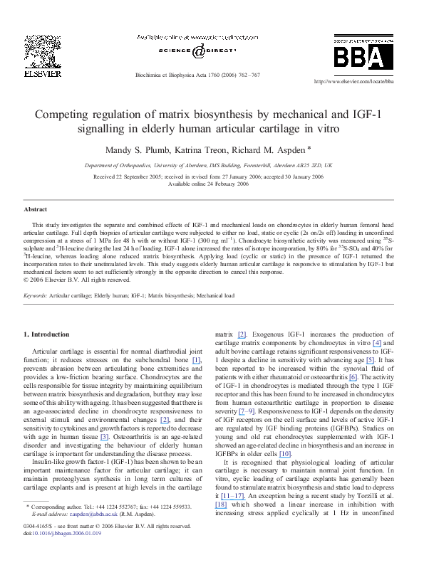 (PDF) Competing regulation of matrix biosynthesis by mechanical and IGF ...