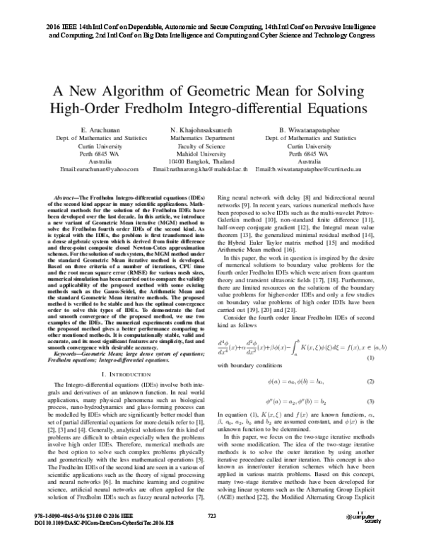 Pdf A New Algorithm Of Geometric Mean For Solving High Order Fredholm