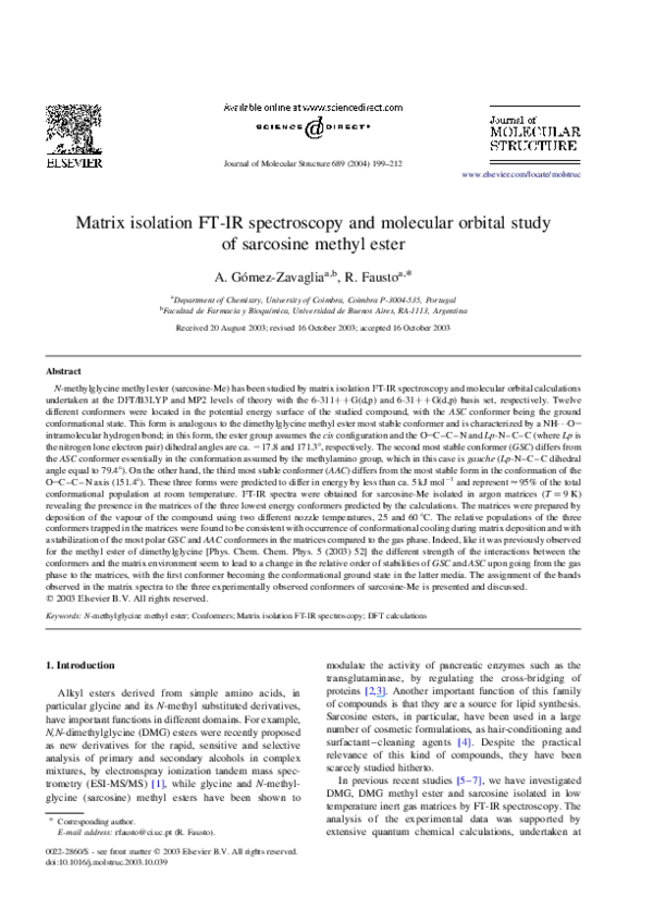 (PDF) Matrix isolation FT-IR spectroscopy and molecular orbital study ...