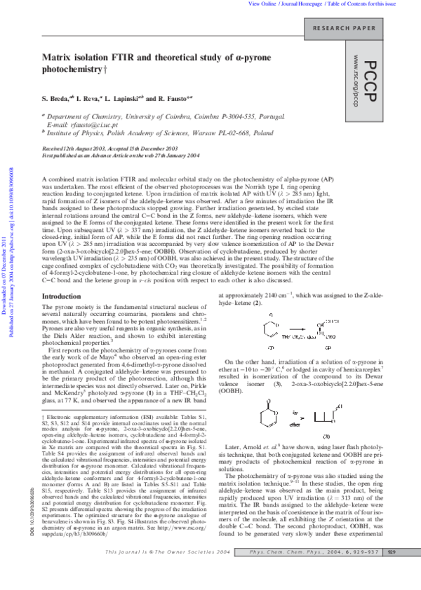 (PDF) Matrix isolation FTIR and theoretical study of ?-pyrone ...