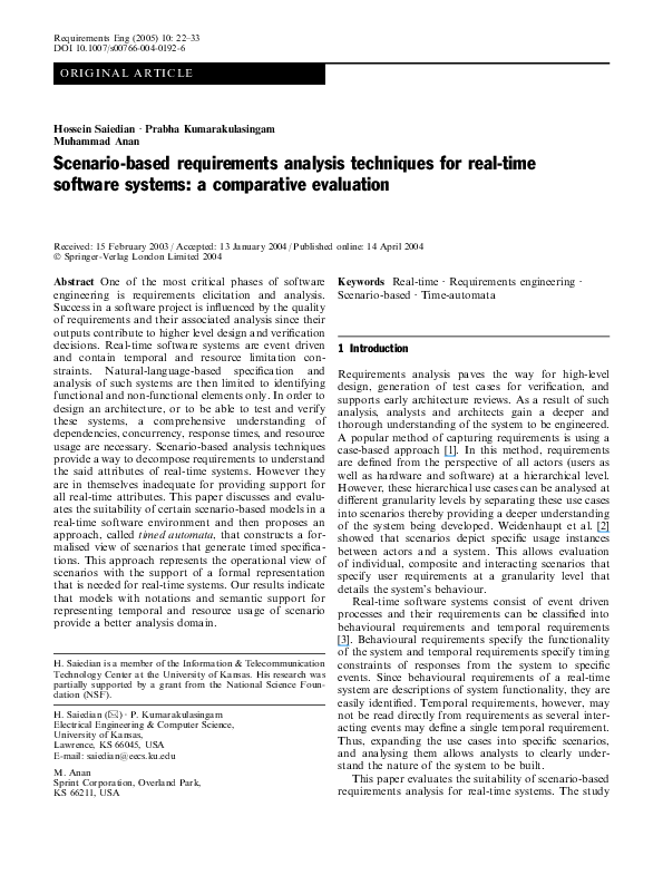 (PDF) Scenario-based requirements analysis techniques for real-time ...