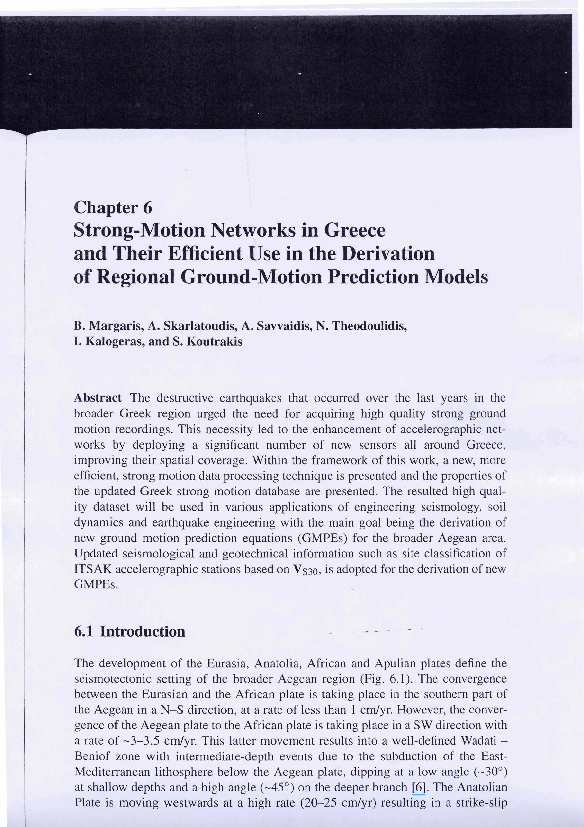 (PDF) Strong-Motion Networks in Greece and Their Efficient Use in the Derivation of Regional ...
