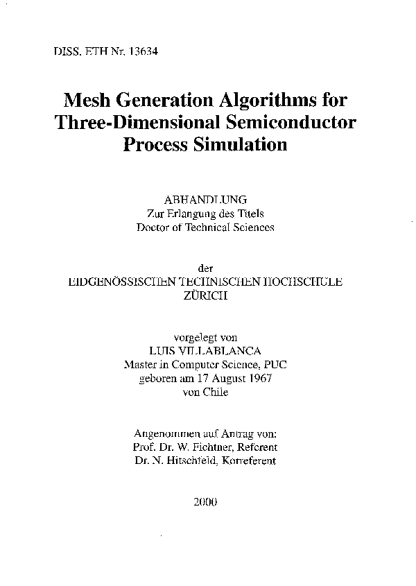 (PDF) Mesh Generation algorithms for three-dimensional semiconductor process simulation