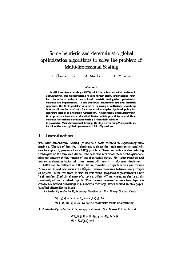 Pdf A Model And Algorithm For Multidimensional Scaling With External