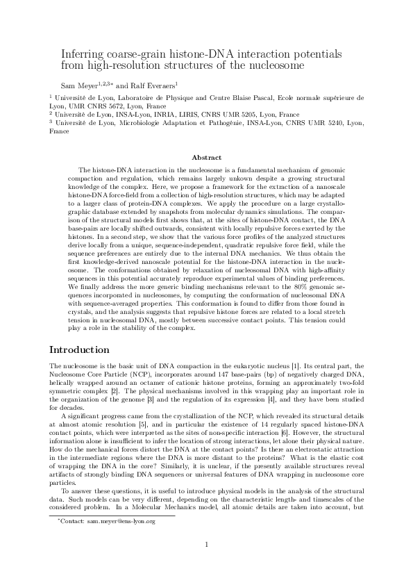 (PDF) Inferring coarse-grain histone-DNA interaction potentials from ...