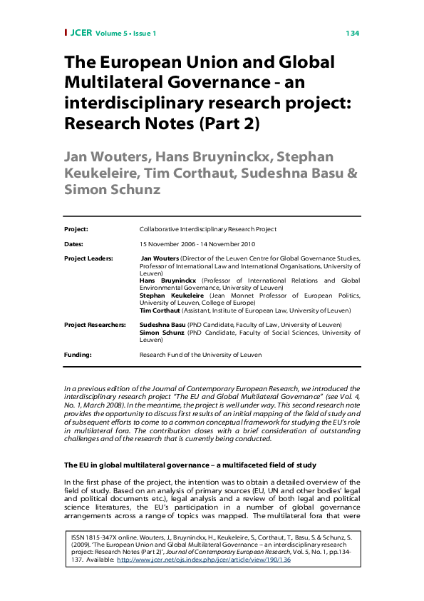 (PDF) The European Union and Global Multilateral Governance - An ...