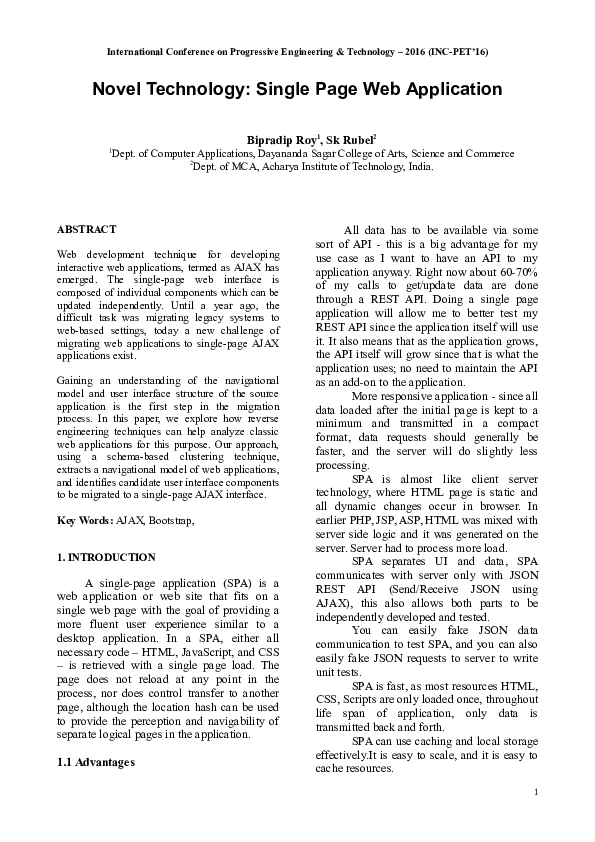(DOC) Novel Technology: Single Page Web Application