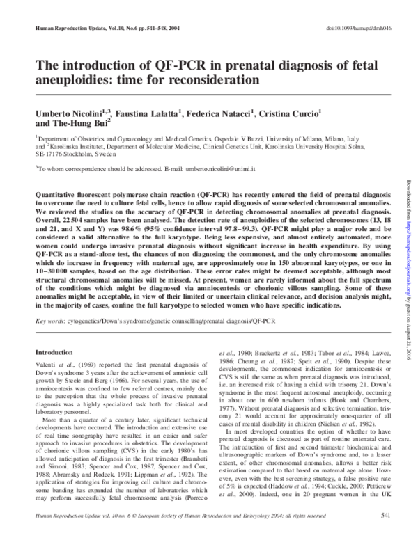 (PDF) The introduction of QF-PCR in prenatal diagnosis of fetal ...