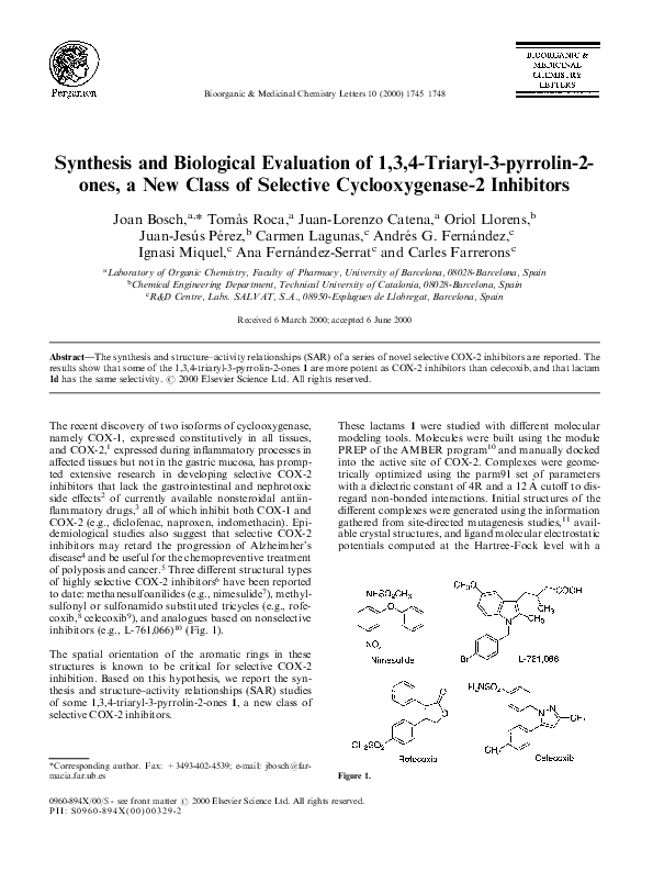 (PDF) Synthesis and biological evaluation of 1,3,4-triaryl-3-pyrrolin-2 ...