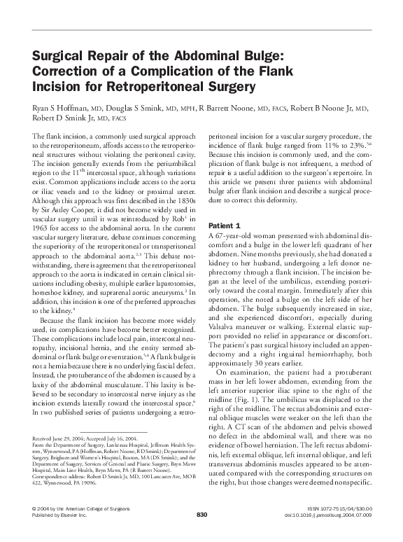 (PDF) Surgical repair of the abdominal bulge: Correction of a ...