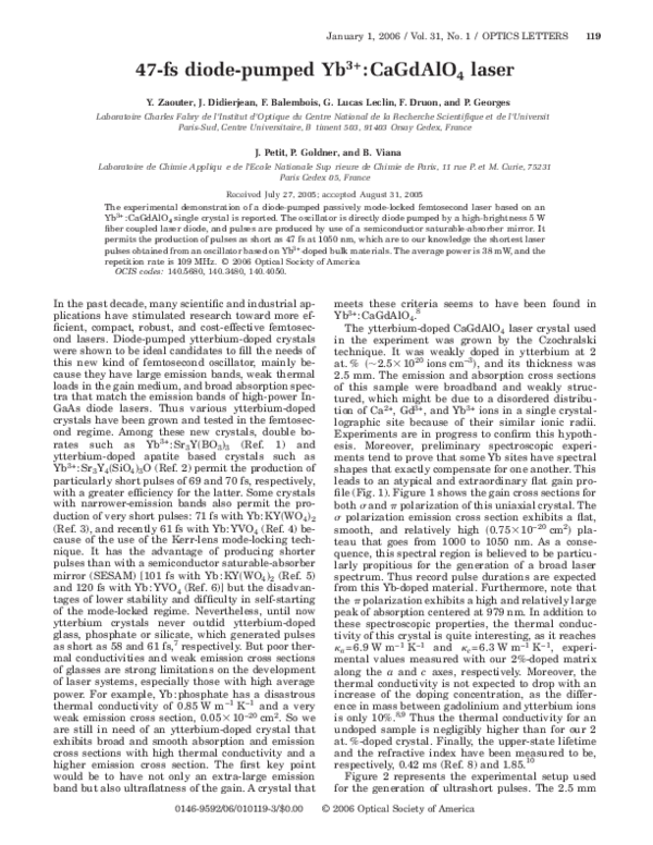 (PDF) 47-fs diode-pumped Yb3+:CaGdAlO4 laser