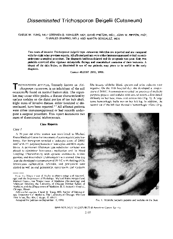 (PDF) Disseminated trichosporon beigelii (cutaneum | Martin Gonzalez ...