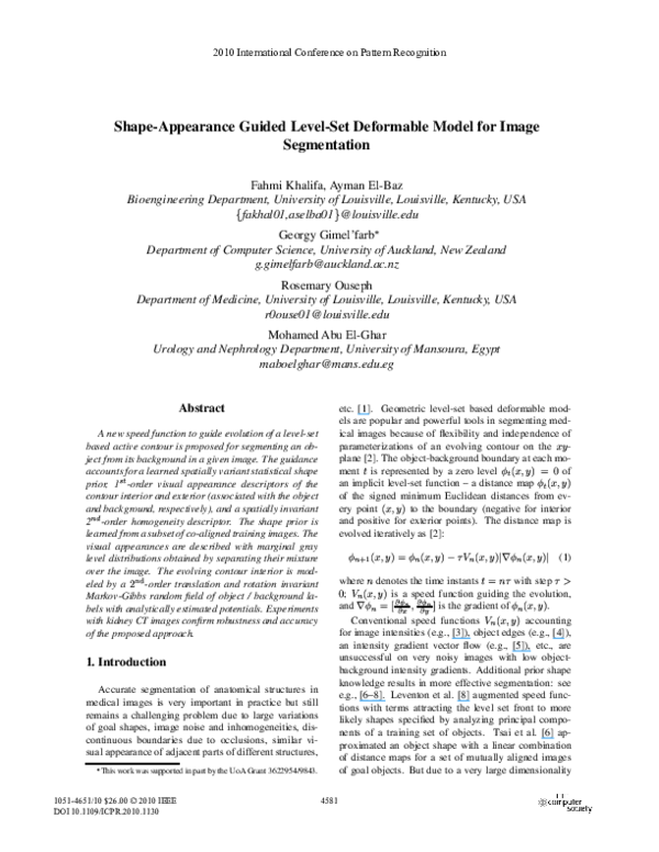 (PDF) Shape-Appearance Guided Level-Set Deformable Model for Image Segmentation