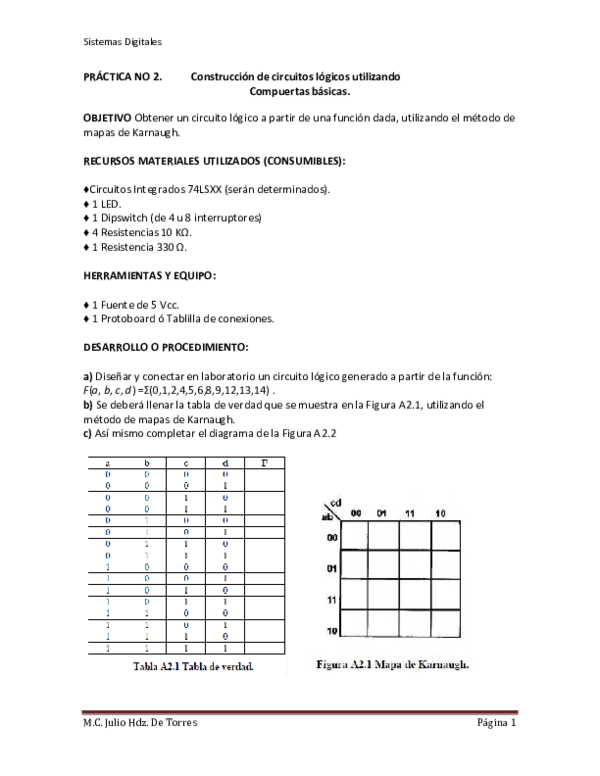 (PDF) Sistemas Digitales PRÁCTICA NO 2. Construcción de circuitos lógicos utilizando Compuertas ...