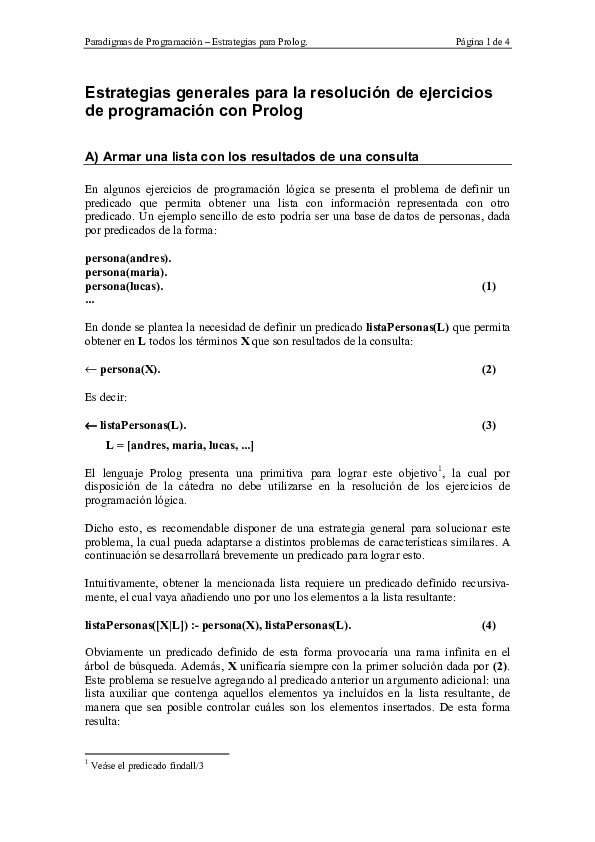 (PDF) Estrategias generales para la resolución de ejercicios de programación con Prolog