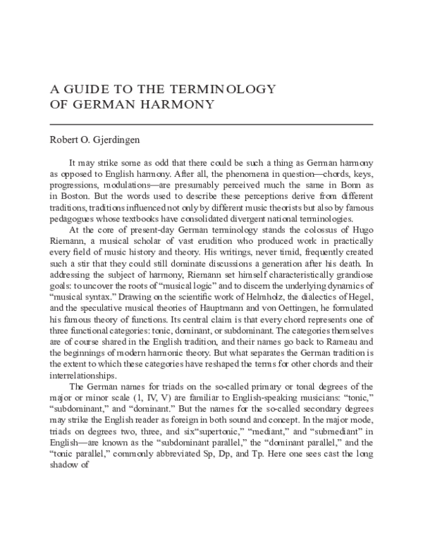(PDF) A Guide to the Terminology of German Harmony