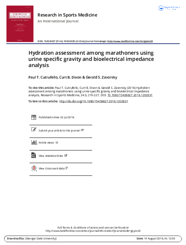 (PDF) Hydration assessment among marathoners using urine specific ...