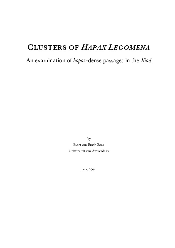 (PDF) Clusters of Hapax Legomena: An Examination of Hapax-dense ...