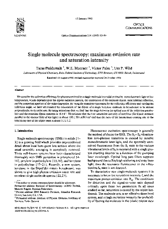 (PDF) Single molecule spectroscopy: maximum emission rate and ...