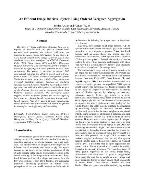 (PDF) An Efficient Image Retrieval System Using Ordered Weighted Aggregation
