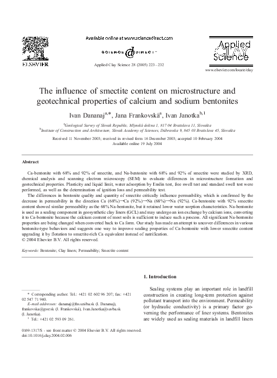 (PDF) The influence of smectite content on microstructure and ...