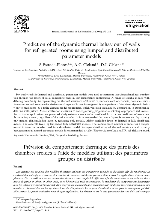(PDF) Prediction of the dynamic thermal behaviour of walls for refrigerated rooms using lumped ...
