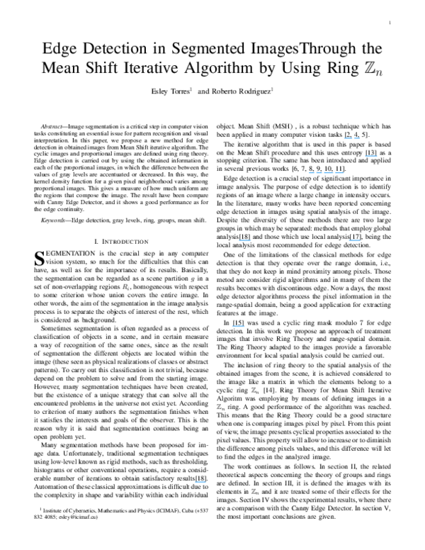 (PDF) Edge Detection in Segmented Images Through Mean Shift Iterative Gradient ZnNusing Ring