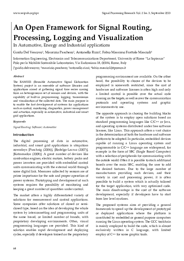 (PDF) An Open Framework for Signal Routing, Processing, Logging and ...