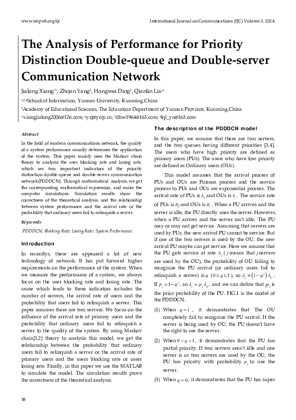 (PDF) The Analysis of Performance for Priority Distinction Double-queue and Double-server ...