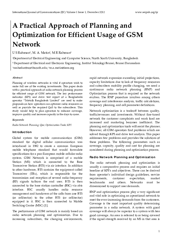 (PDF) A Practical Approach of Planning and Optimization for Efficient ...
