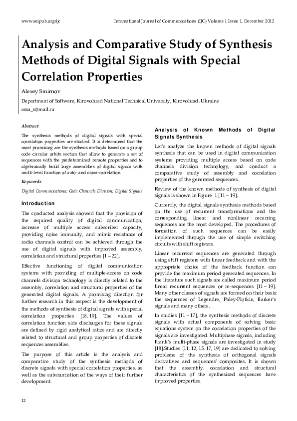 (PDF) Analysis and Comparative Study of Synthesis Methods of Digital ...