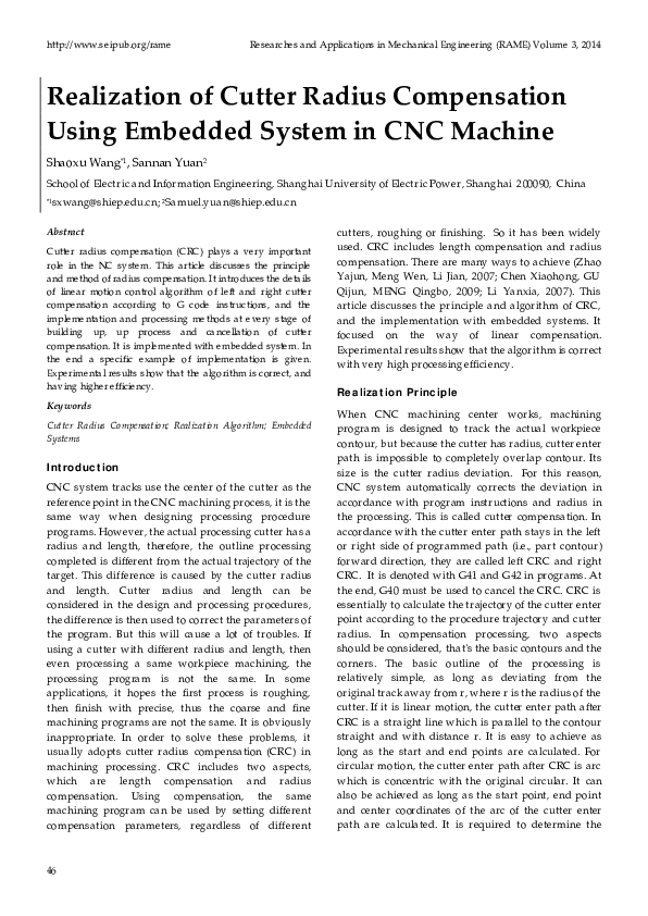 (PDF) Realization of Cutter Radius Compensation Using Embedded System ...