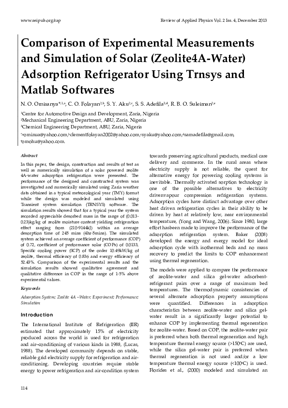 (PDF) Comparison of Experimental Measurements and Simulation of Solar ...
