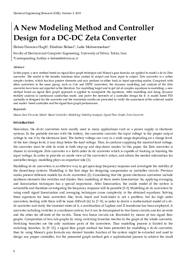 (PDF) A New Modeling Method and Controller Design for a DC‐DC Zeta Converter