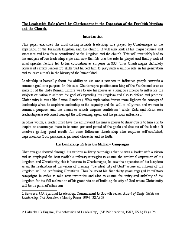 (DOC) The Leadership Role played by Charlemagne in the Expansion of the ...