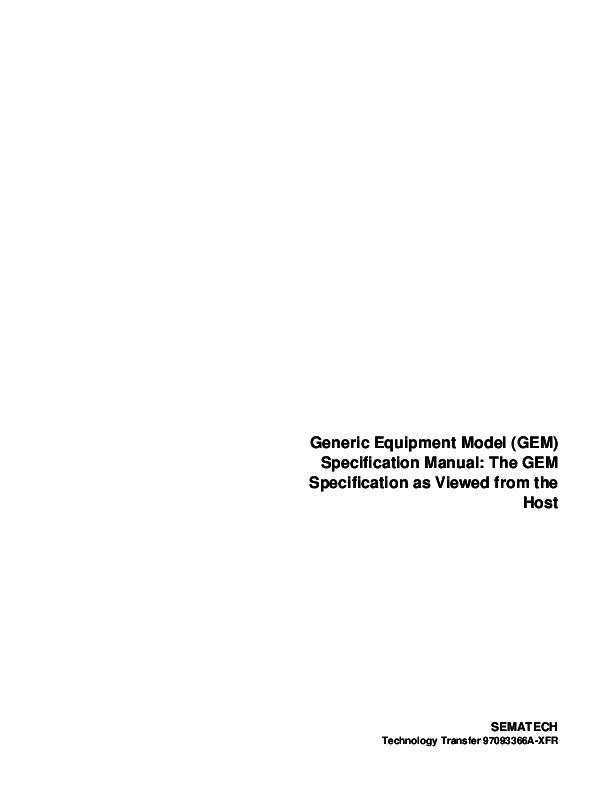 (PDF) Generic Equipment Model (GEM) Specification Manual: The GEM ...