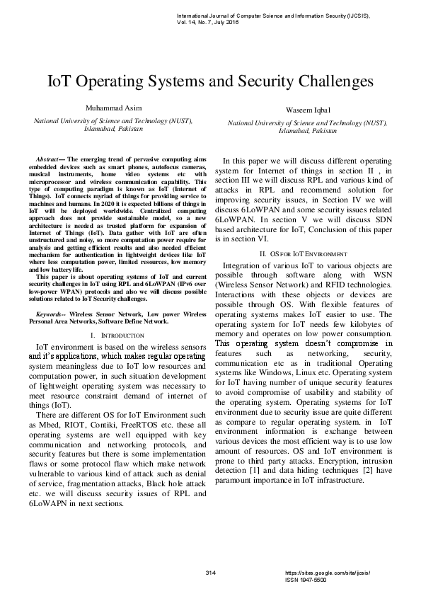 (PDF) IoT Operating Systems and Security Challenges