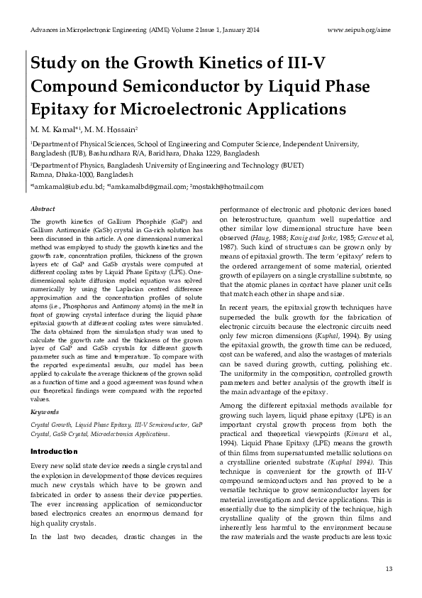 (PDF) Study on the Growth Kinetics of III-V Compound Semiconductor by ...