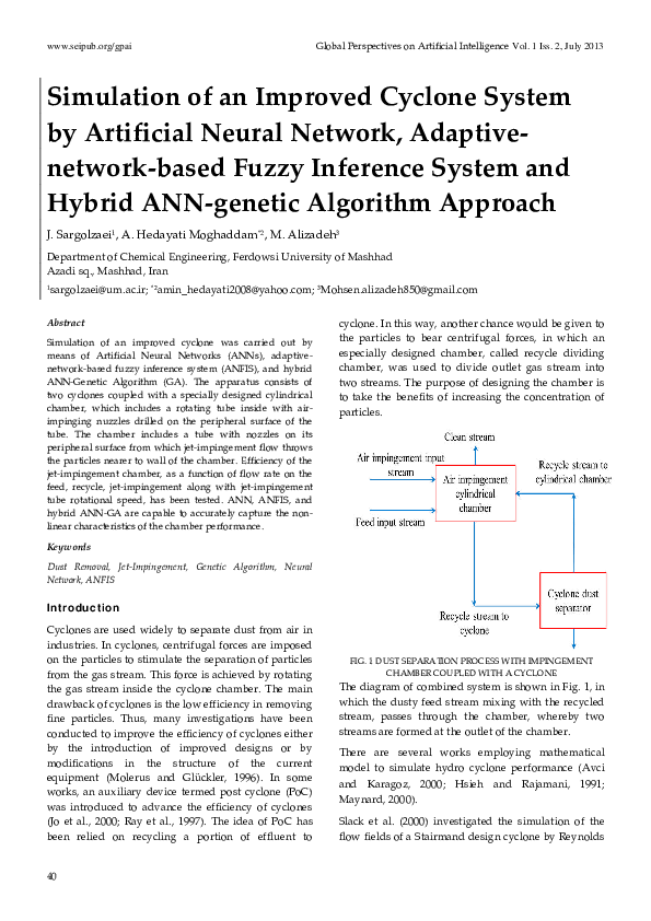 (PDF) Simulation of an Improved Cyclone System by Artificial Neural Network, Adaptive- network ...
