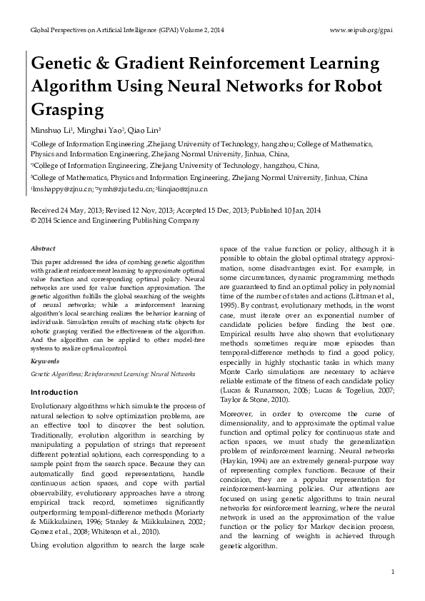 (PDF) Genetic & Gradient Reinforcement Learning Algorithm Using Neural ...