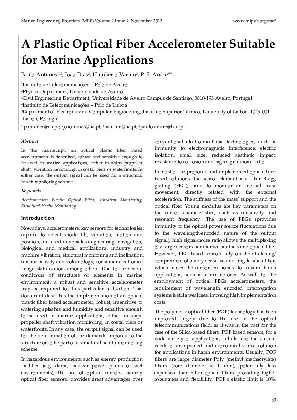 (PDF) A Plastic Optical Fiber Accelerometer Suitable for Marine ...