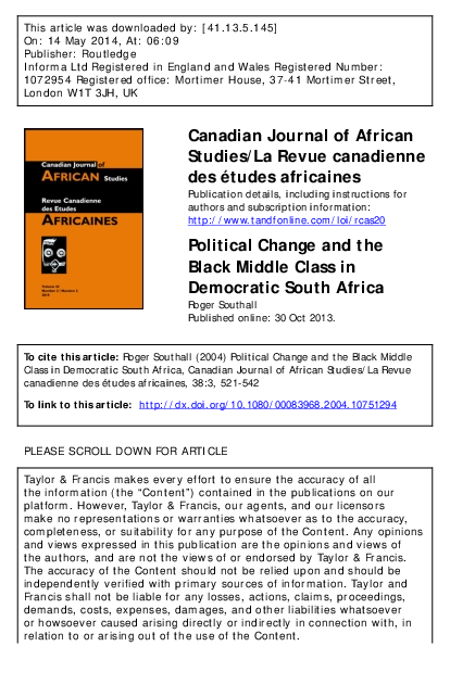(PDF) Political Change and the Black Middle Class in Democratic South ...