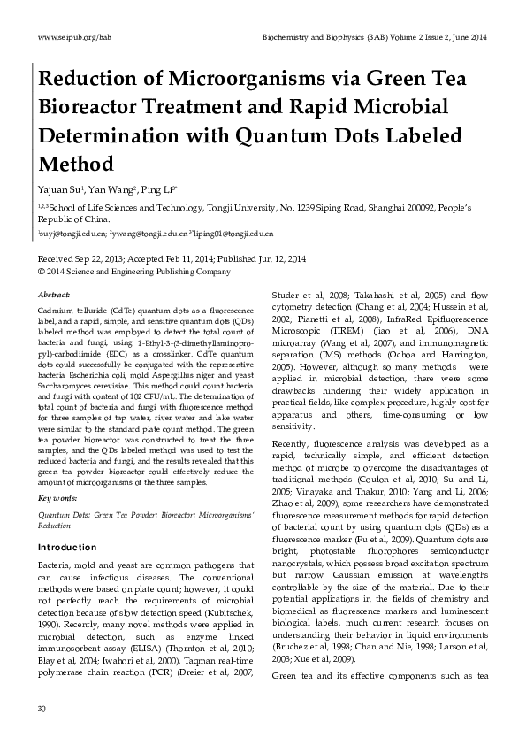 (PDF) Reduction of Microorganisms via Green Tea Bioreactor Treatment ...