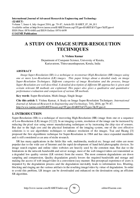 (PDF) A STUDY ON IMAGE SUPER-RESOLUTION TECHNIQUES