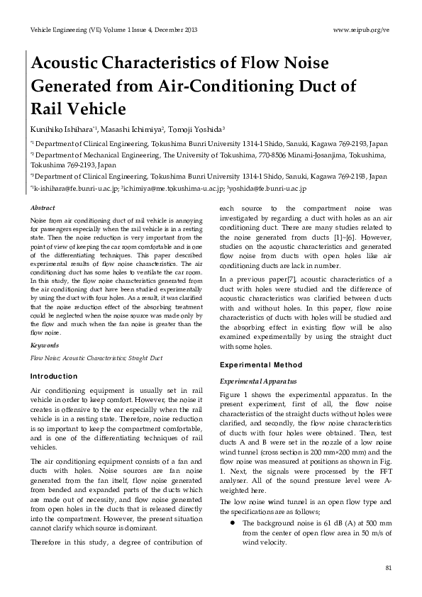 (PDF) Acoustic Characteristics of Flow Noise Generated from Air ...