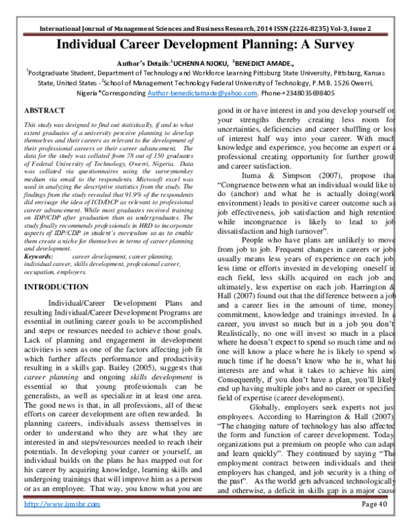 (PDF) Individual Career Development Planning: A Survey